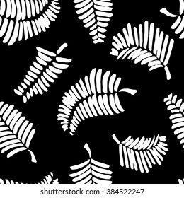 Vector Seamless Pattern Leaves Monochromatic Background Stock Vector ...
