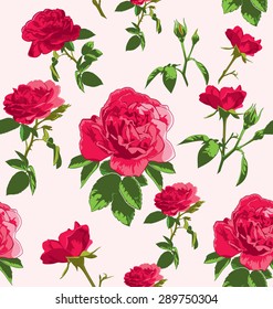 Vector Seamless Pattern Roses Stock Vector (Royalty Free) 289750304 ...