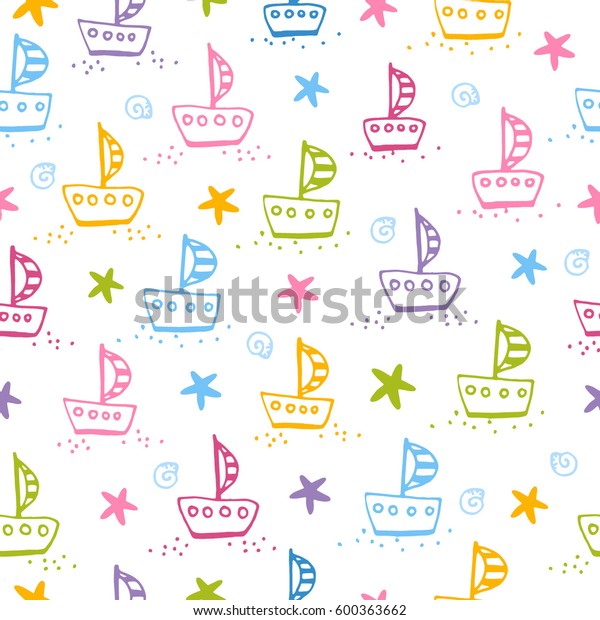 Vector Seamless Pattern Sailboats Background Image: vector de stock ...