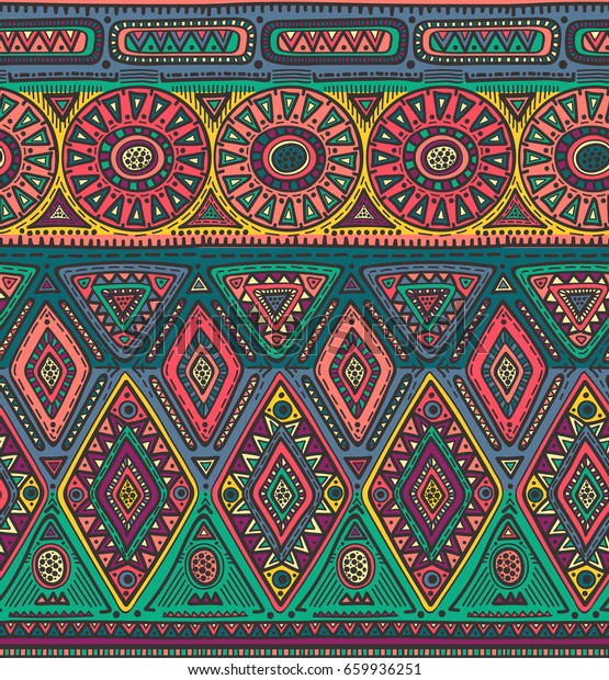 Vector Seamless Pattern Tribal Design Ethnic Stock Vector (Royalty Free ...