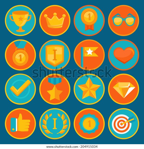 Vector Set 16 Flat Gamification Icons Stock Vector (Royalty Free ... Vector Set 16 Flat Gamification Icons Stock Vector (Royalty Free ...