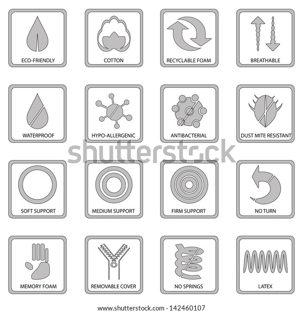 Vector Set 16 Mattress Icons Stock Vector (Royalty Free) 142460107 ...