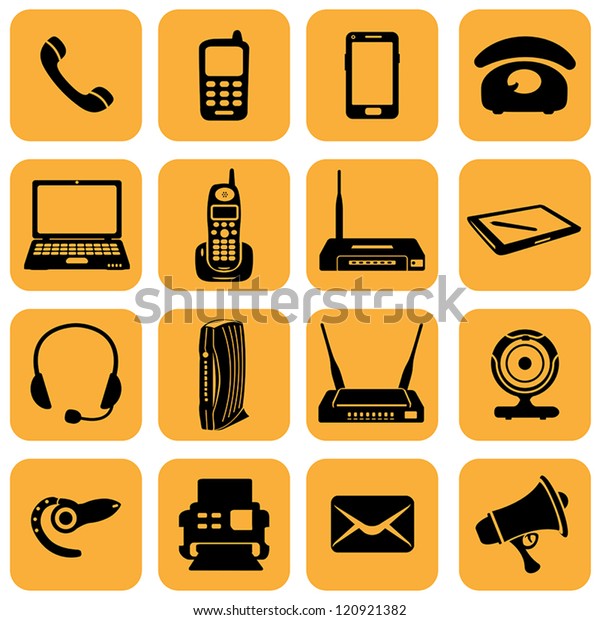 Vector Set 16 Telecommunication Icons Stock Vector (Royalty Free ...