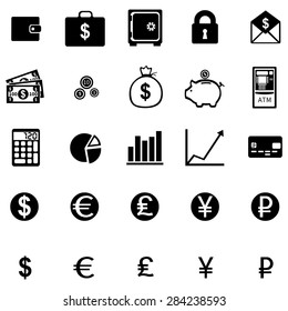 Vector Set 25 Black Finance Icons Stock Vector (Royalty Free) 284238593