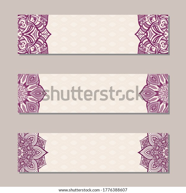 Vector Set 3 Banners Traditional Indian Stock Vector (Royalty Free ...