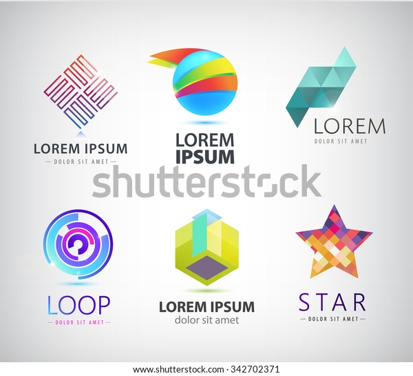Vector Set Abstract Colorful Logos Icons Stock Vector (Royalty Free ...