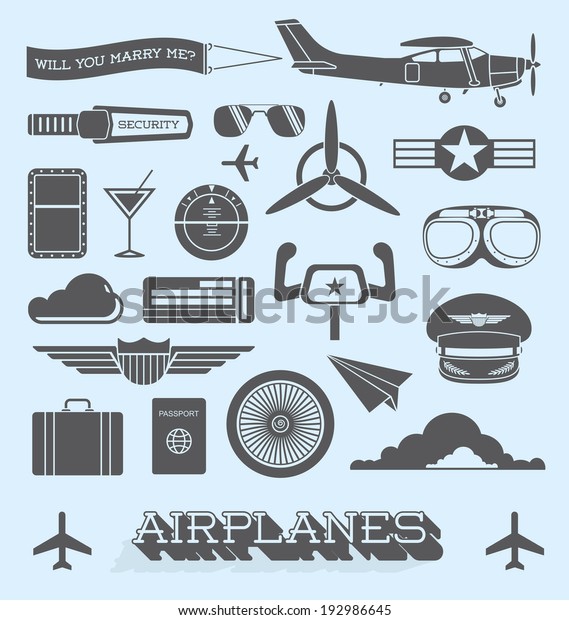 Vector Set Airplanes Flight Icons Objects Stock Vector (Royalty Free ...