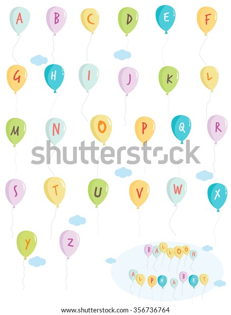 Vector Set Alphabets Party Birthday Balloons Stock Vector (Royalty Free ...