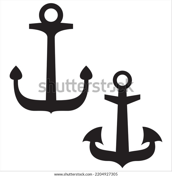 Vector Set Anchor Silhouettes Illustration Isolated Stock Vector ...