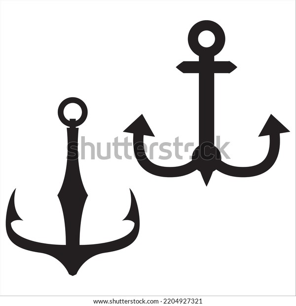 Vector Set Anchor Silhouettes Illustration Isolated Stock Vector ...
