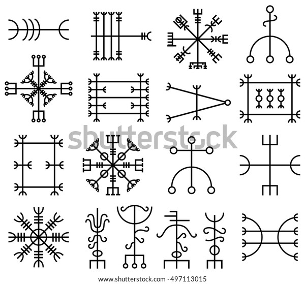 Vector Set Ancient Runes Iceland Galdrastafir Stock Vector (Royalty ...