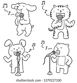 Vector Set Animal Singing Stock Vector (Royalty Free) 1379227100 ...