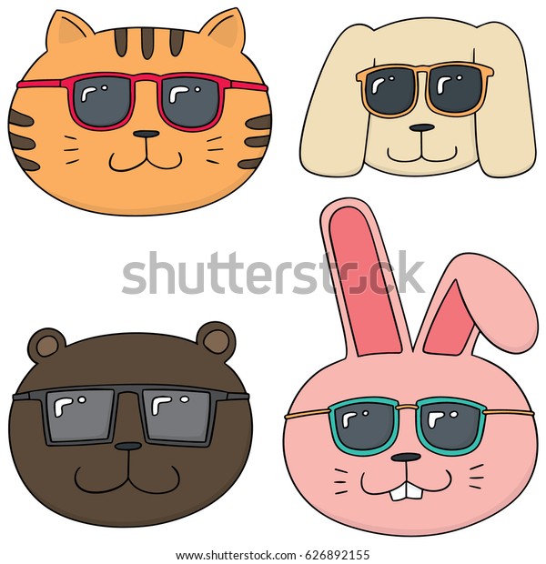 Vector Set Animal Sunglasses Stock Vector (Royalty Free) 626892155 ...