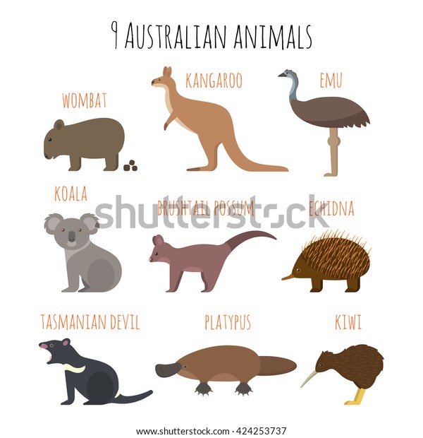 Vector Set Australian Animals Icons Emu Stock Vector (Royalty Free ...