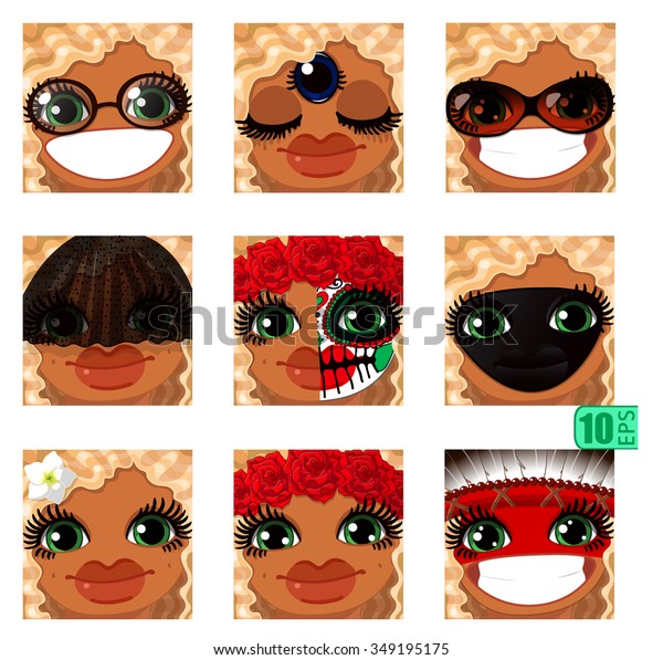 Vector Set Avatars Icons Smiley Clipart Stock Vector (Royalty Free ...