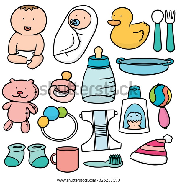 Vector Set Baby Accessories Stock Vector (Royalty Free) 326257190