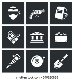 Vector Set Bank Robbery Icons Thief Stock Vector (Royalty Free ...