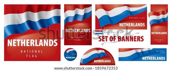Vector Set Banners National Flag Netherlands Stock Vector (Royalty Free ...