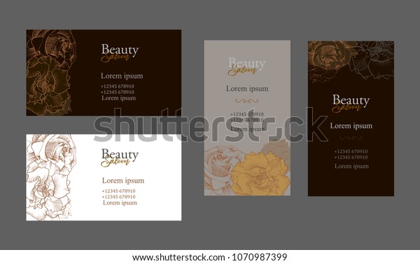 Vector Set Beauti Saloon Cards Stock Vector (Royalty Free) 1070987399 ...