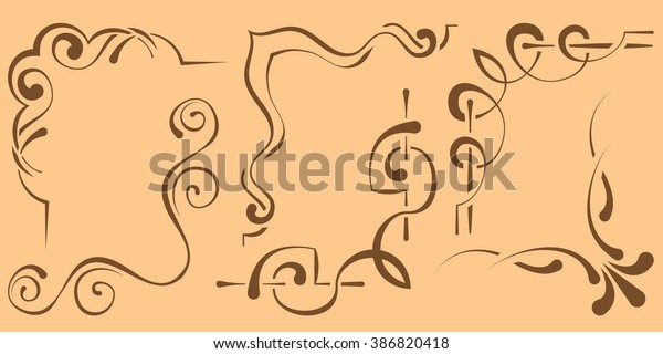Vector Set Beautiful Corners Design Six Stock Vector (Royalty Free ...