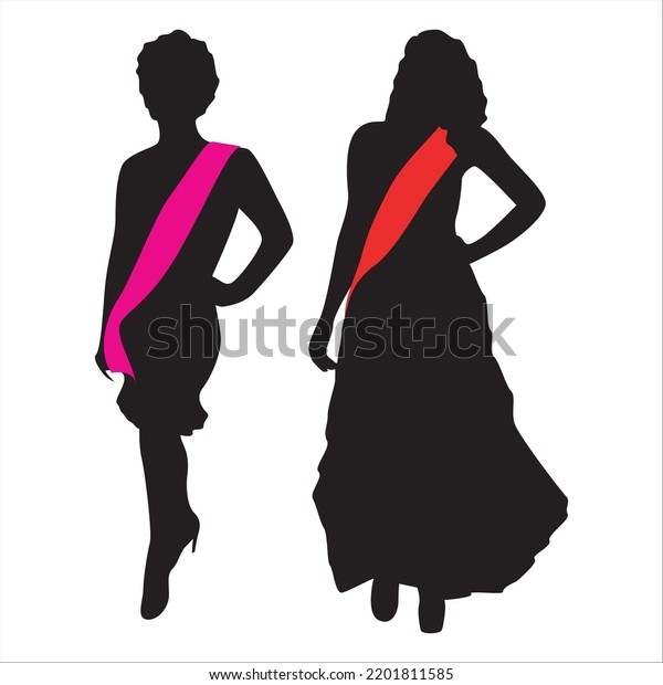 Vector Set Beauty Pageants Silhouettes Illustration Stock Vector ...