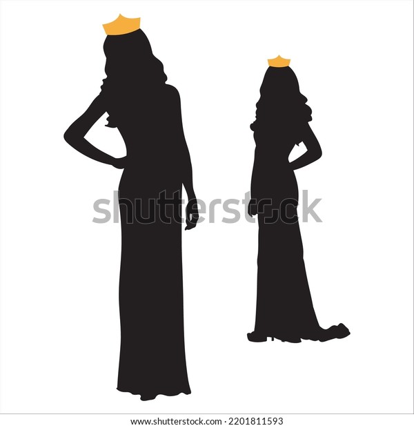 Vector Set Beauty Pageants Silhouettes Illustration Stock Vector ...