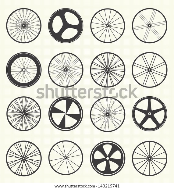 Vector Set Bike Wheels Collection Stock Vector (Royalty Free) 143215741