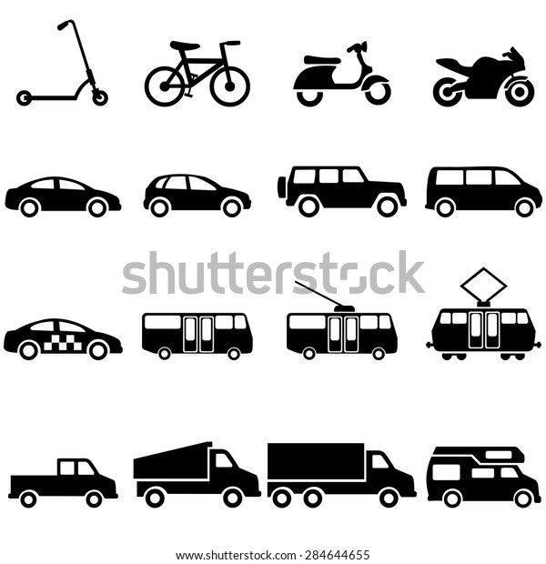 Vector Set Black Ground Transportation Icons Stock Vector (Royalty Free ...
