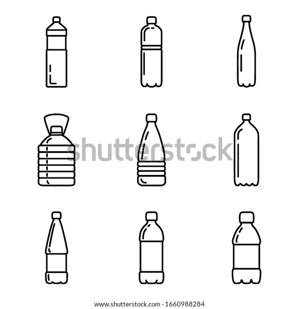 Vector Set Black Outline Plastic Bottle Stock Vector (Royalty Free ...