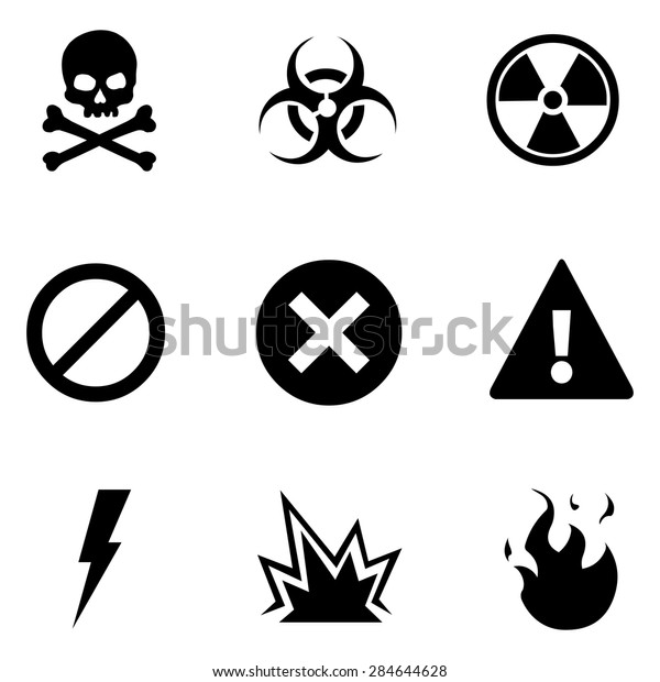 Vector Set Black Warning Icons Stock Vector (Royalty Free) 284644628 ...