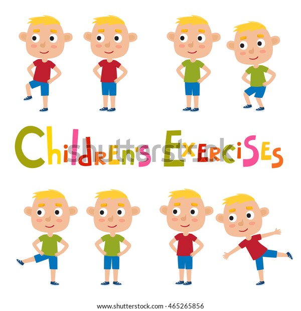 Vector Set Blonde Boys Exercises Poses Stock Vector (Royalty Free ...