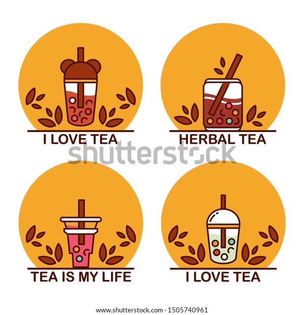 Vector Set Boba Tea Signs Symbols: เวกเตอร์สต็อก (ปลอดค่าลิขสิทธิ์ ...