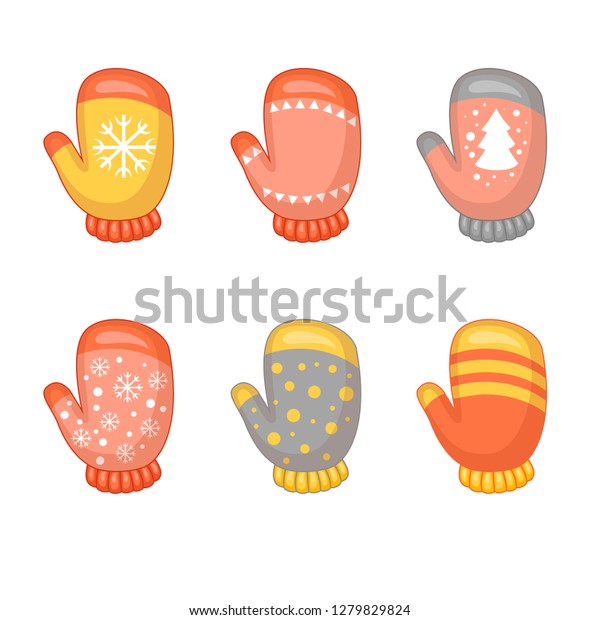 Vector Set Bright Cartoon Mittens Cute Stock Vector (Royalty Free ...