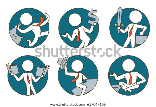 Vector Set Business Icons Round Blue Stock Vector (Royalty Free ...