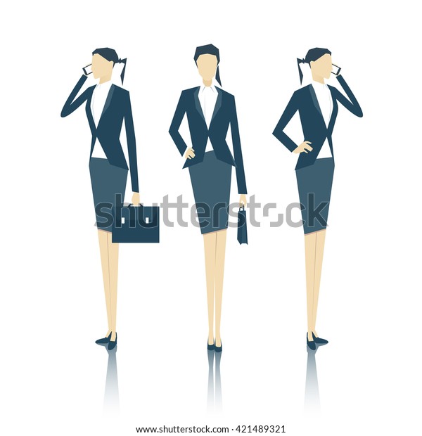 Vector Set Business People Standing Face Stock Vector (Royalty Free ...