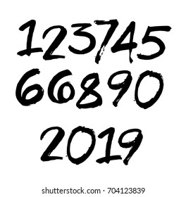 Brush Lettering Numbers Modern Calligraphy Handwritten Stock Vector ...