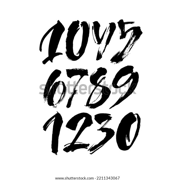 Vector Set Calligraphic Acrylic Ink Numbers Stock Vector (Royalty Free ...