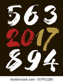 Vector Set Calligraphic Acrylic Numbers Brush Stock Vector (Royalty ...