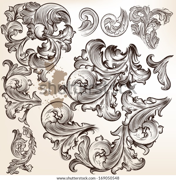 Vector set of calligraphic elements for design. Calligraphic vector ...