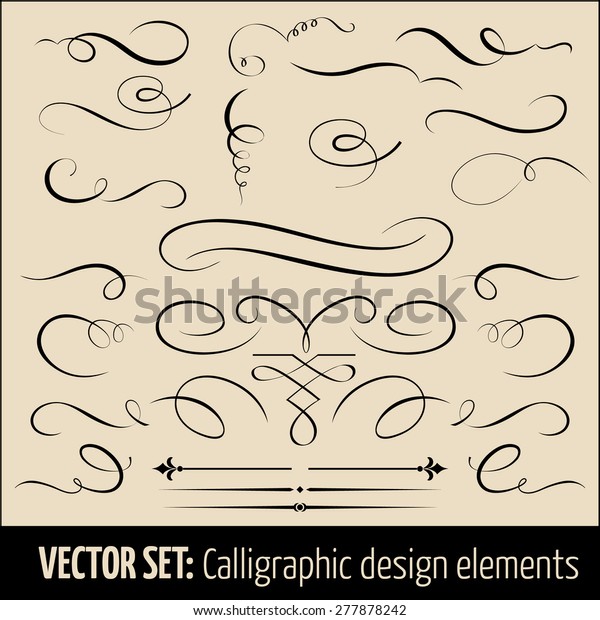 Vector Set Calligraphic Page Decoration Design Stock Vector (Royalty ...