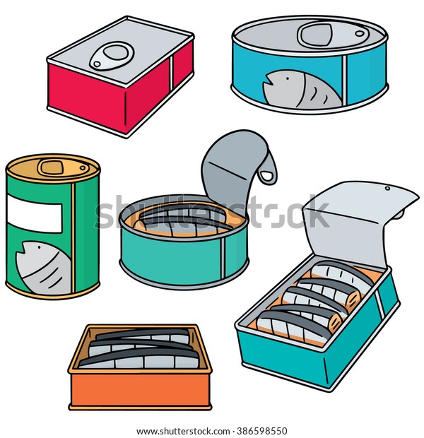 Vector Set Canned Fish Stock Vector (Royalty Free) 386598550 | Shutterstock