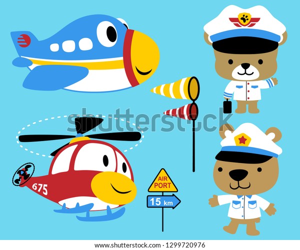 Vector Set Cartoon Air Transportation Cute Stock Vector (Royalty Free ...