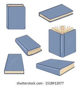 Vector Set Cartoon Books Blue Covers Stock Vector (Royalty Free ...