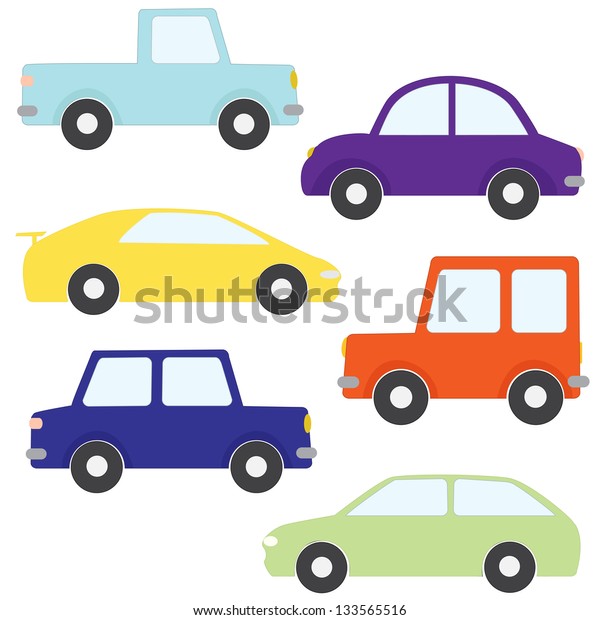 Vector Set Cartoon Cars Isolated On Stock Vector (Royalty Free ...
