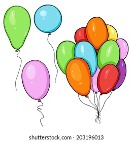 Vector Set Cartoon Color Balloons Stock Vector (Royalty Free) 203196013 ...