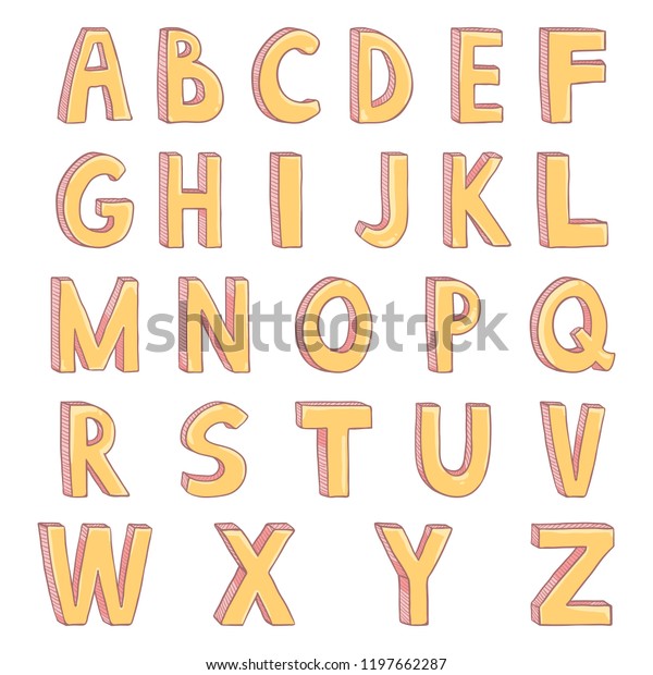 Vector Set Cartoon Color Letters English Stock Vector (Royalty Free ...