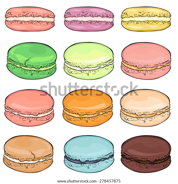 Vector Set Cartoon Color Macaroons Color Stock Vector (Royalty Free ...