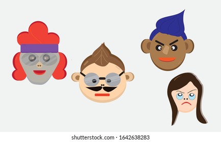 Vector Set Cartoon Face Icons Vector: เวกเตอร์สต็อก (ปลอดค่าลิขสิทธิ์ ...