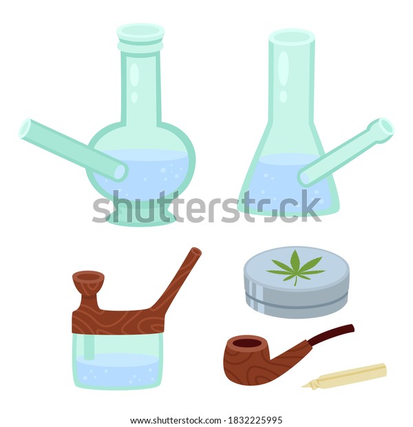 Vector Set Cartoon Glass Bongs Pipe Stock Vector (Royalty Free ...
