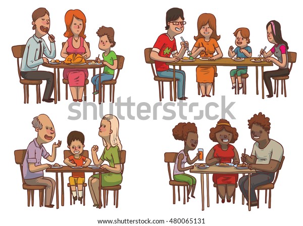 Vector Set Cartoon Images Family Dinners Stock Vector (Royalty Free ...